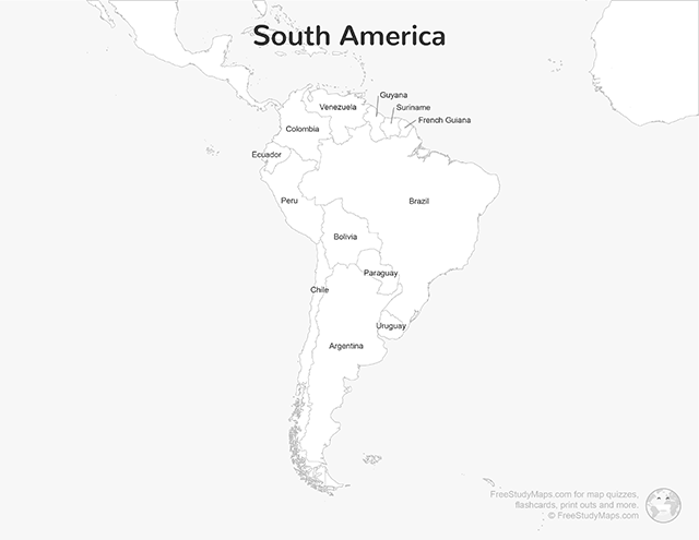 South America Map Print Out - Labeled | Free Study Maps